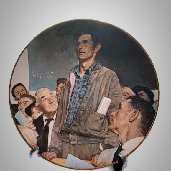 River Shore | Art | Vintage Decorative Plate Norman Rockwell Freedom Of ...